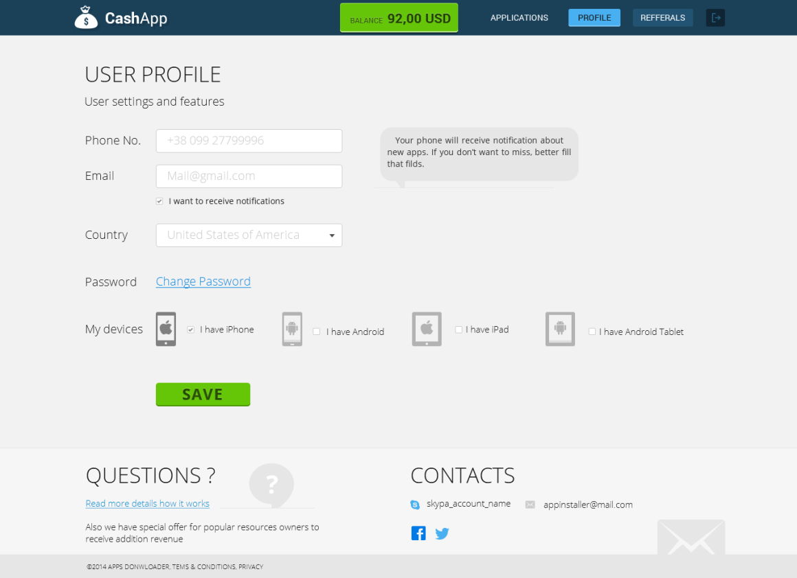 Cash App – Website & Control Panel Design – DesArt Lab