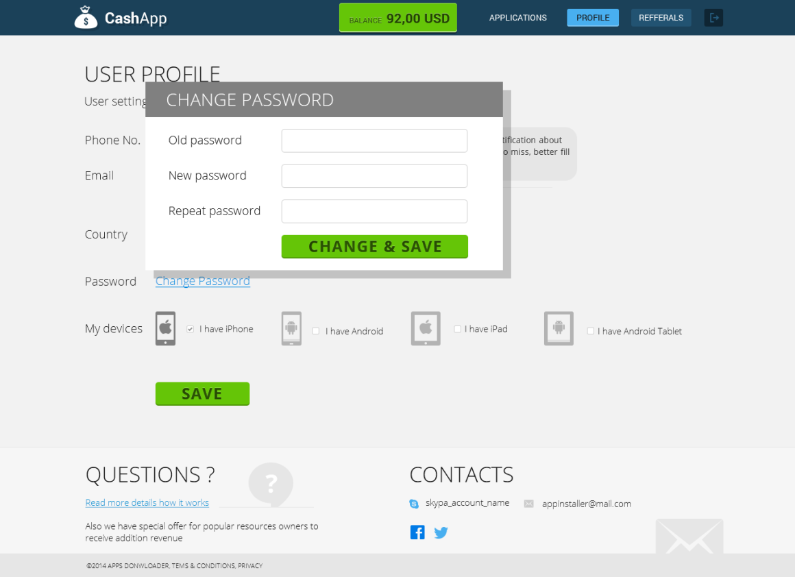 Cash App – Website & Control Panel Design – DesArt Lab